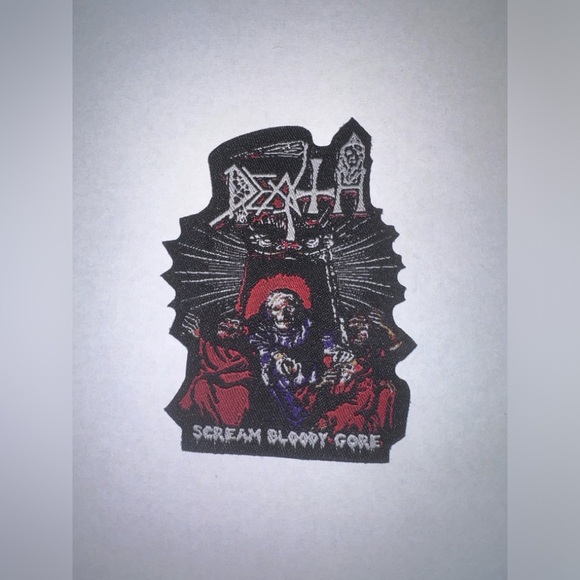 Accessories | Death Screaming Bloody Gore Iron On Sew On Black Border ...